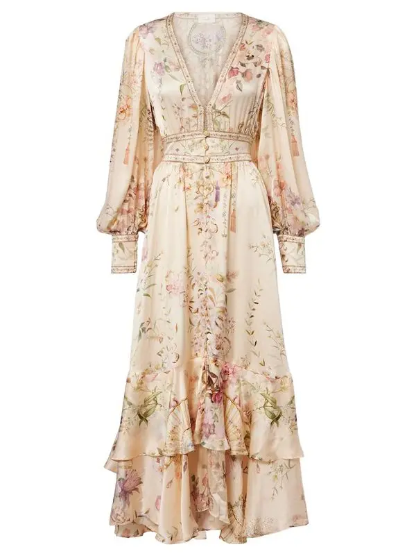 Camilla Embellished Printed Silk Maxi Dress - Multicoloured