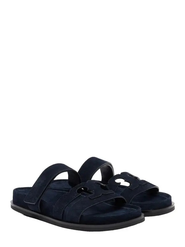 Tory Burch Suede Slides - Blue
