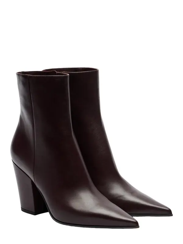 GIANVITO ROSSI Keinna Leather Ankle Boots - Burgundy