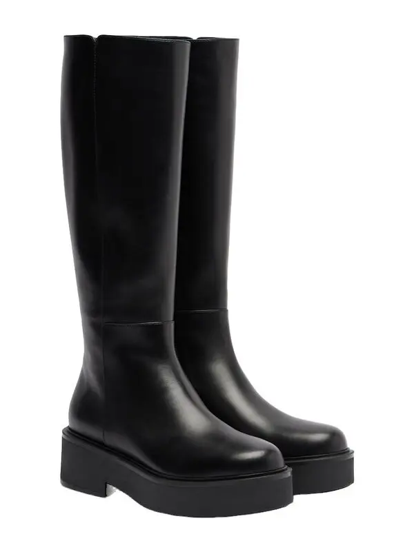 GIANVITO ROSSI Hiro Leather Mid-calf Boots - Black