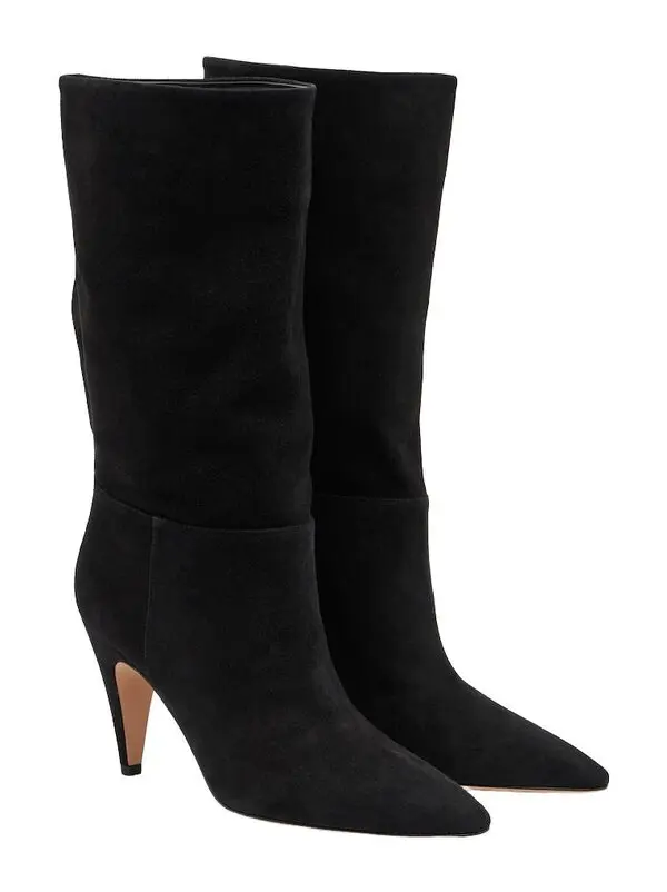 GIANVITO ROSSI Elise Suede Mid-calf Boots - Black