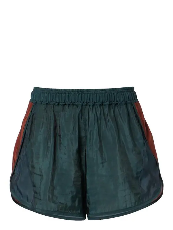 Saint Laurent Colorblocked Taffeta Shorts - Green