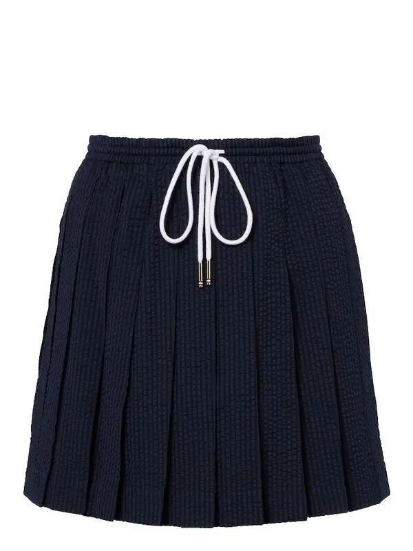 Thom Browne Striped Wool Pleated Miniskirt - Blue