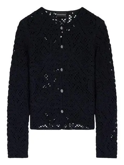 Emporio Armani Macramé-effect Cornely Embroidered Jacket - Black