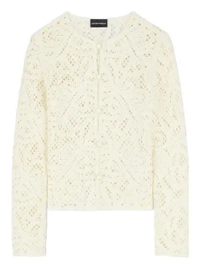 Emporio Armani Macramé-effect Cornely Embroidered Jacket - White