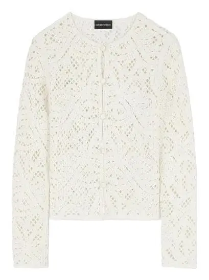 Emporio Armani Macramé-effect Cornely Embroidered Jacket - White