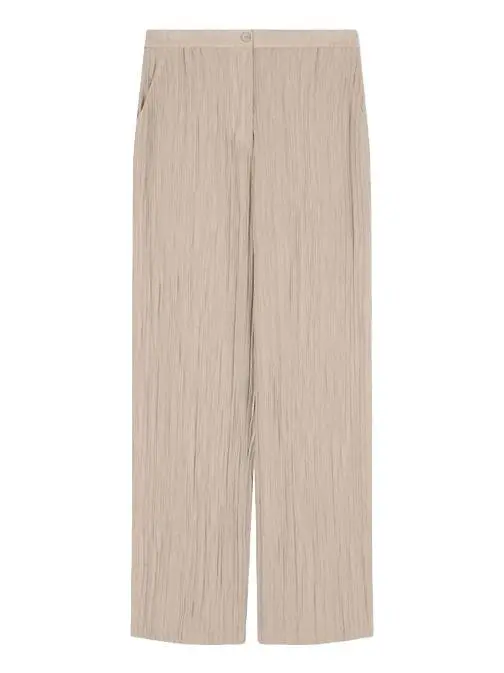 Emporio Armani Sparkling Pleated Crepon Trousers - Brown / Neutral