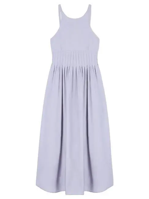 Emporio Armani Long Poplin Dress With Smocked Motif - Purple