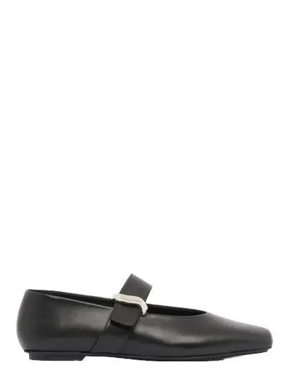 Emporio Armani Nappa Leather Ballerinas - Black