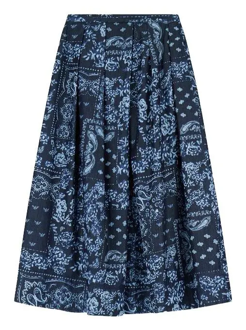 Emporio Armani Bandana Print Chambray Skirt - Blue