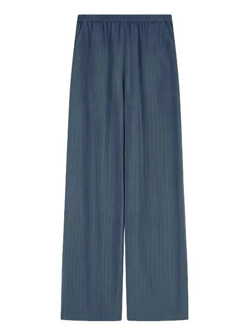 Emporio Armani Pinstriped Flowing Trousers - Blue