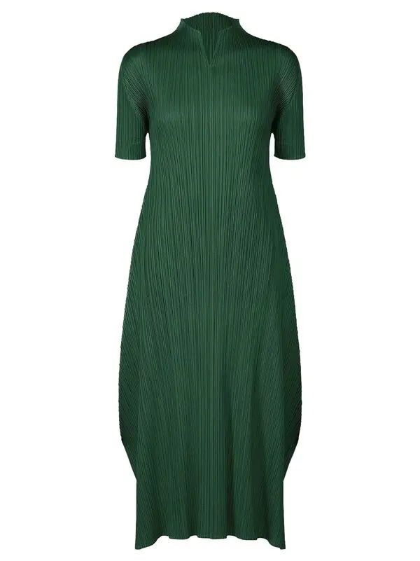 Issey Miyake Pleated Midi Dress - Green
