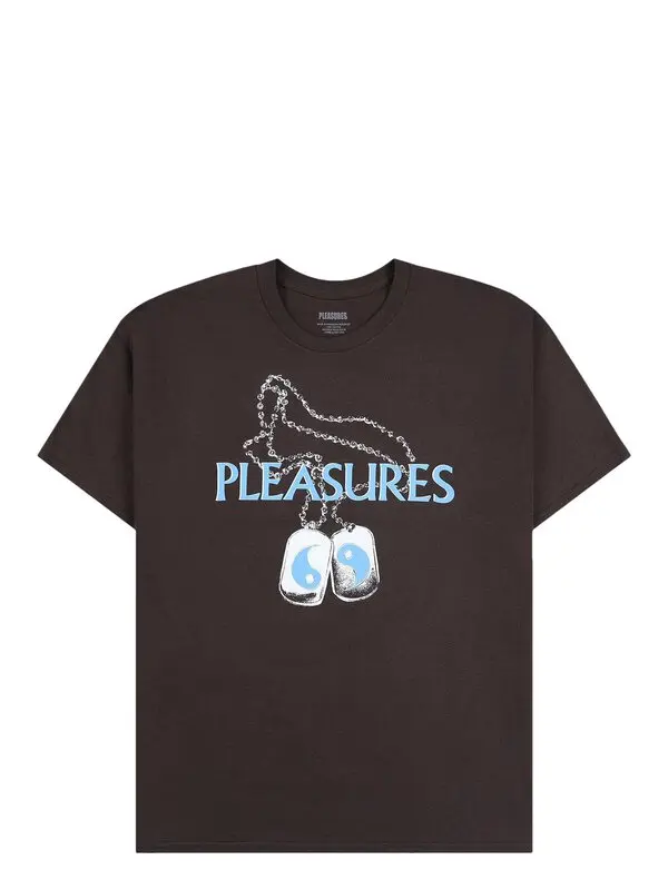 PLEASURES Dog Tags T-shirt - Brown
