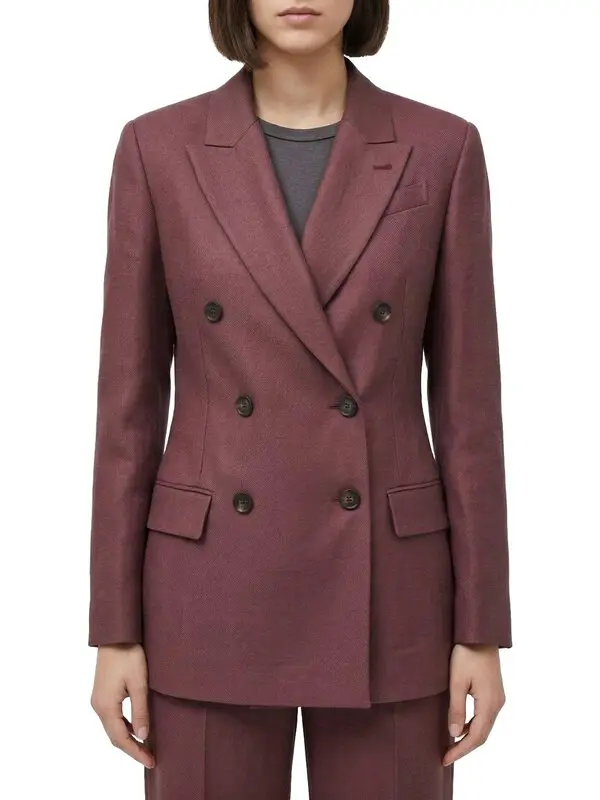 Brunello Cucinelli Double-breasted Linen Blazer - Red