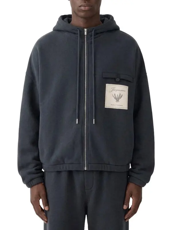 Jacquemus Hooded Zip-up Sweatshirt - Blue