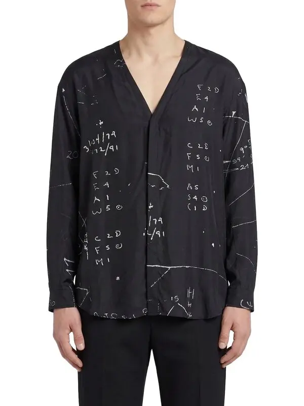 Rick Owens Printed Cotton Blend Shirt - Black