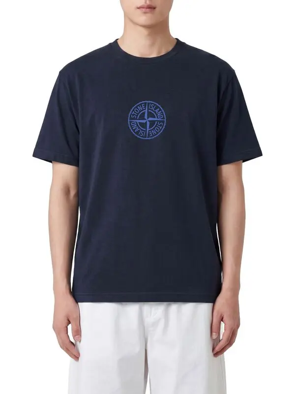 Stone Island Cotton T-shirt With Logo - Blue