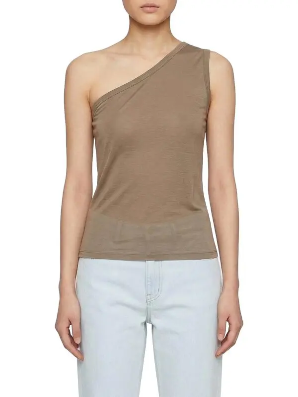 Rick Owens One Shoulder Cotton Top - Beige