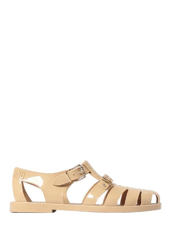 Moschino Pvc Perforated Sandals With Adjustable Ankle Strap - Brown