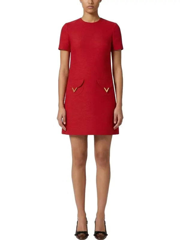 Valentino Garavani Vlogo Virgin Wool And Silk Mini Dress - Red