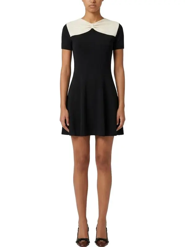Valentino Garavani Viscose Knit Mini Dress With Bow Detail - Black