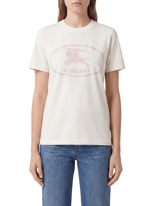 Burberry Cotton T-shirt With Equestrian Knight Logo - Pink