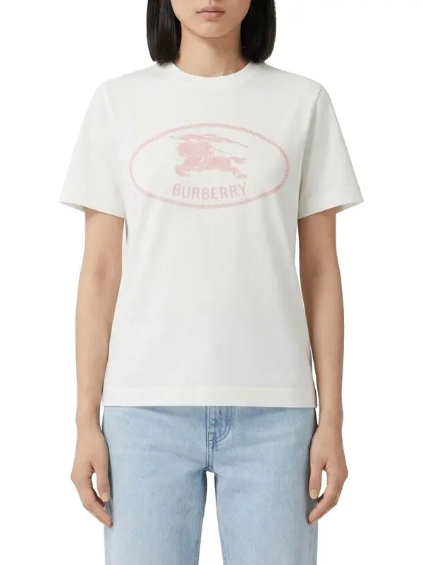Burberry Cotton T-shirt With Equestrian Knight Logo - Pink