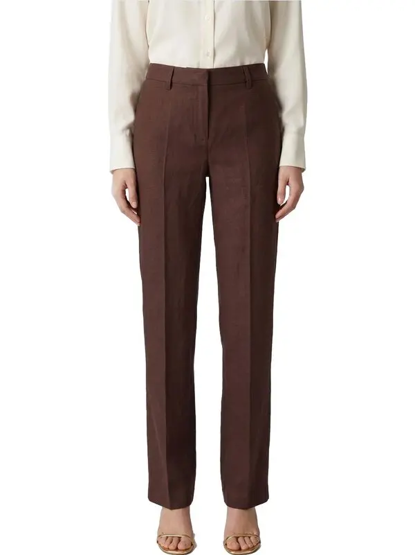 ERMANNO FIRENZE Straight Leg Trousers - Brown