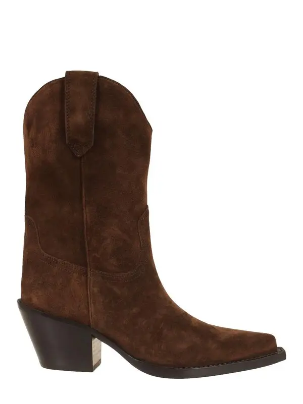 Paris Texas Dakota Suede Mid Calf Western Boots - Brown