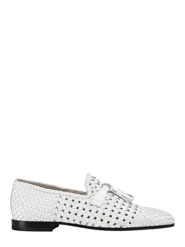 DOUCAL'S Woven Leather Loafers With Tassel Detail - White