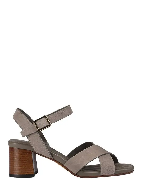 DOUCAL'S Suede Sandals With Adjustable Ankle Strap - Grey