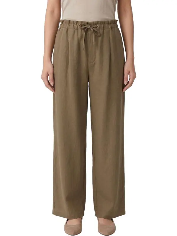 Brunello Cucinelli Viscose And Linen Trousers - Beige