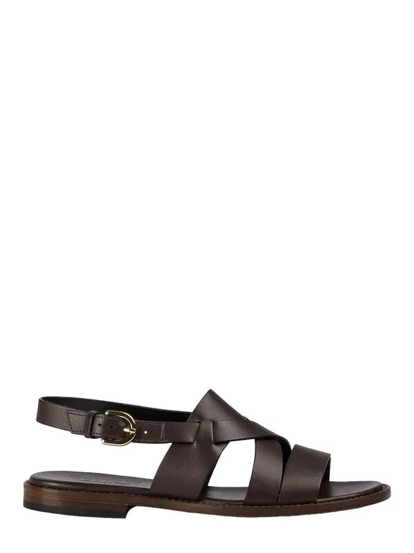 DOUCAL'S Leather Slingback Sandals - Coffee