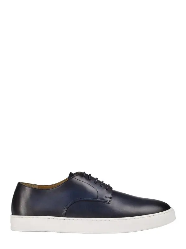 DOUCAL'S Derby Lace Up Leather Sneakers - Indigo