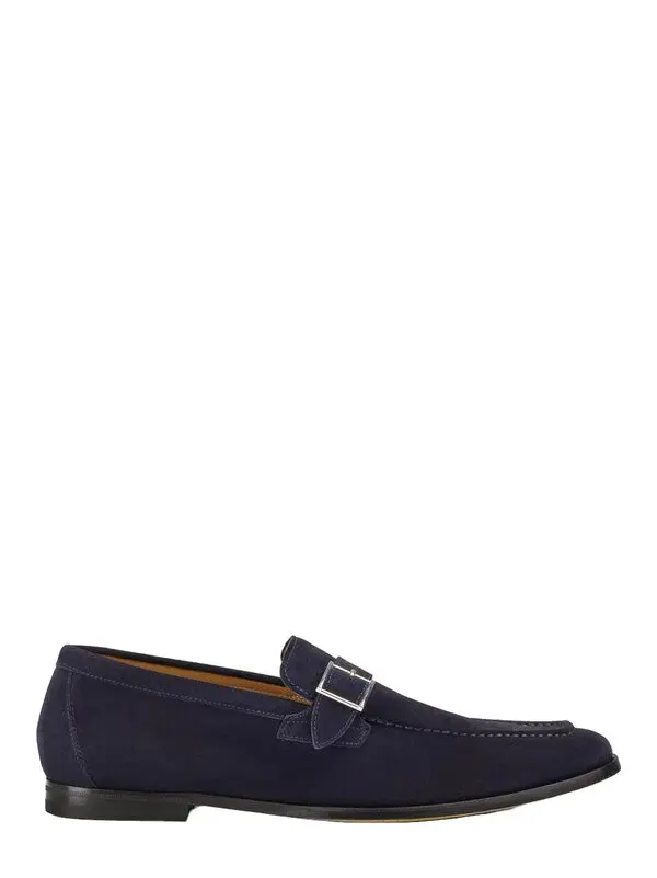 DOUCAL'S Suede Loafers With Adjustable Strap - Blue
