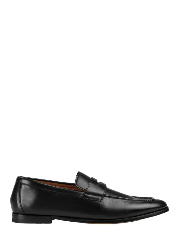 DOUCAL'S Smooth Calfskin Leather Loafers - Black