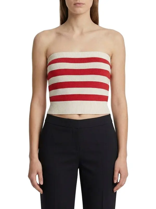 Ermanno Scervino Striped Knit Bandeau Top - Red