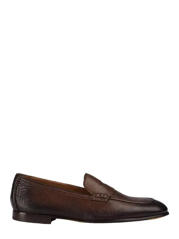 DOUCAL'S Grained Leather Loafers - Brown