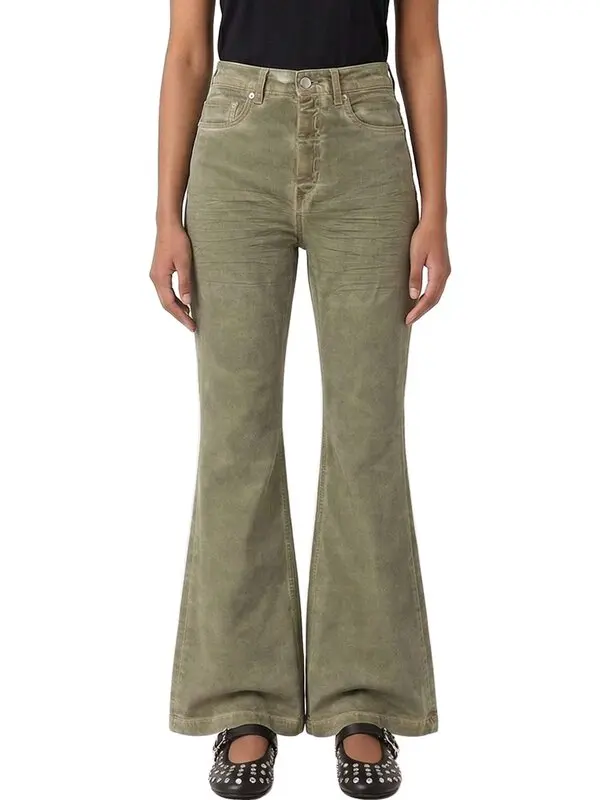 Rick Owens Bolan Flare Jeans In Stretch Denim - Beige