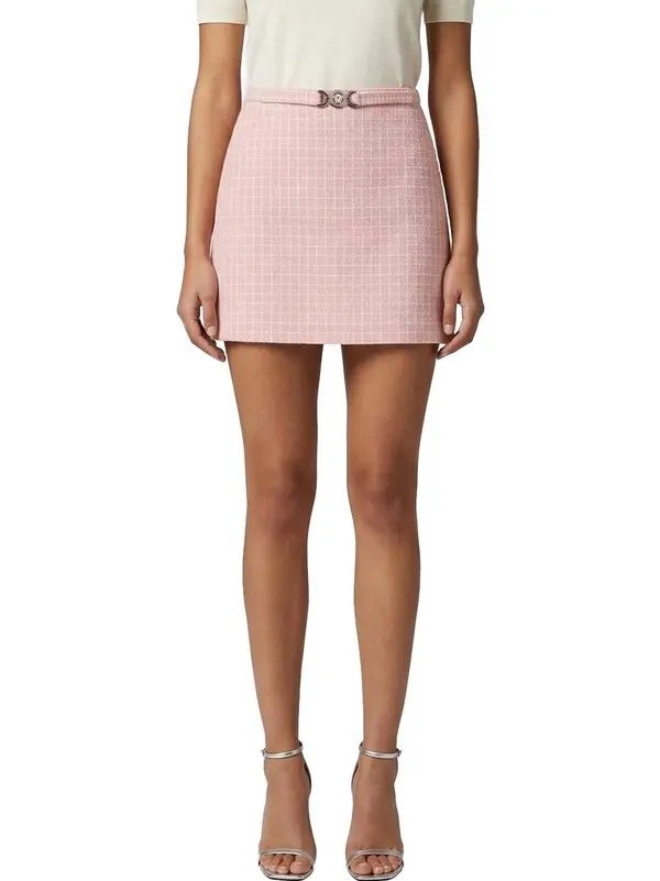 Versace Virgin Wool Plaid Mini Skirt - Pink