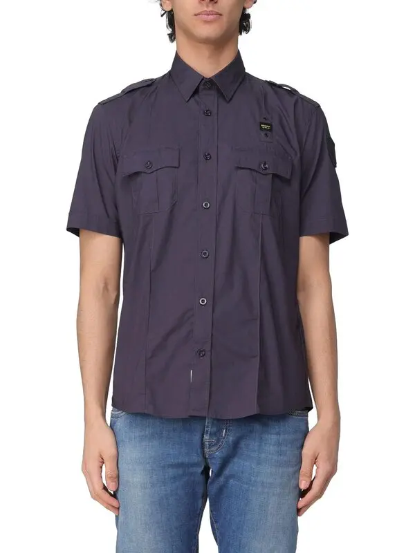 BLAUER. Casual Cotton Shirt - Blue
