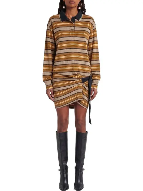 Isabel Marant Étoile Striped Cotton Polo Mini Dress - Beige