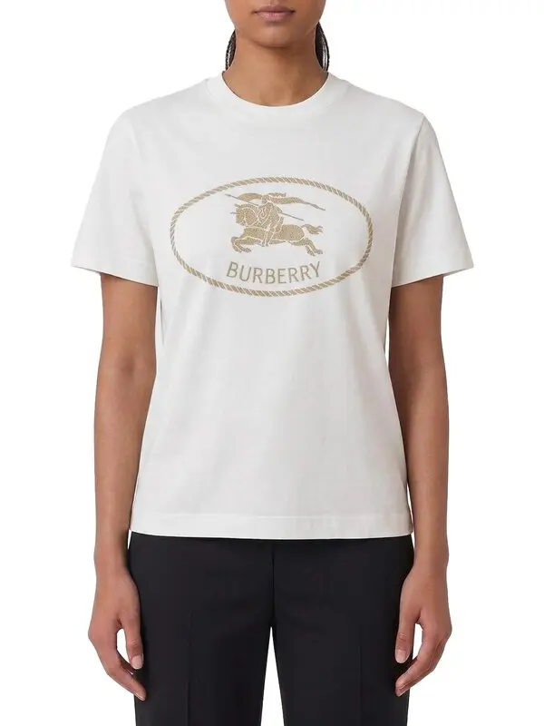 Burberry Cotton T-shirt With Equestrian Knight Logo - White