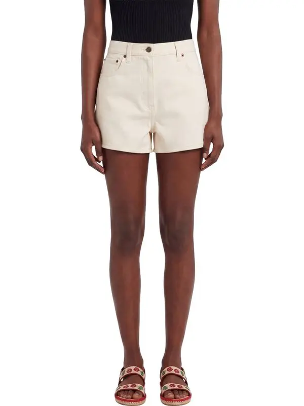 Valentino Garavani High-waisted Denim Shorts - Beige
