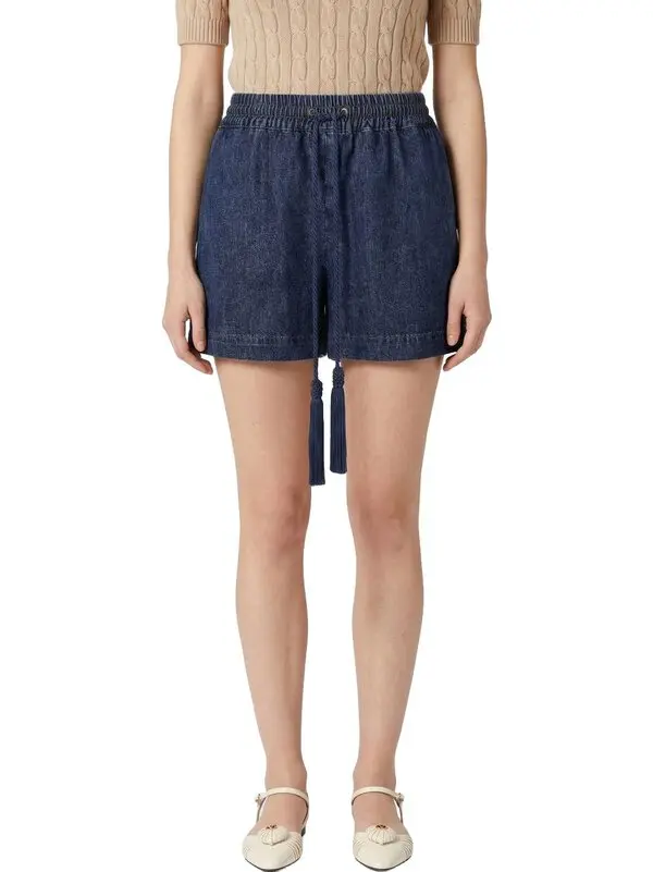 Valentino Garavani Vlogo Denim Jogging Shorts - Blue