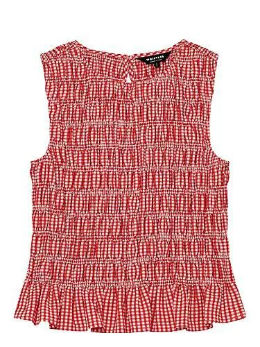 Whistles Gingham-print Shirred Woven Top - Multi-coloured