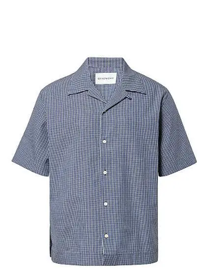 Givenchy Appliqué-logo Gingham Cotton Bowling Shirt - White/blue