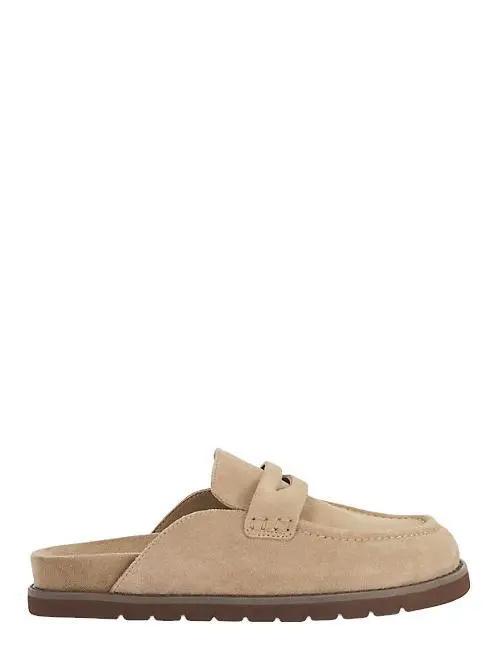 DUNE Suede Mule Loafers - Taupe Suede