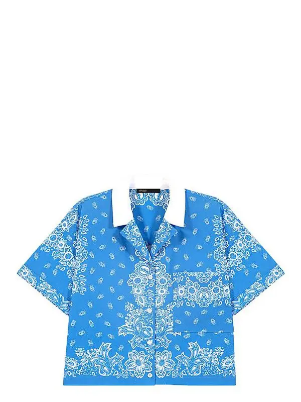 Maje Bandana-print Relaxed-fit Cotton Shirt - Sky Blue Bandana Print