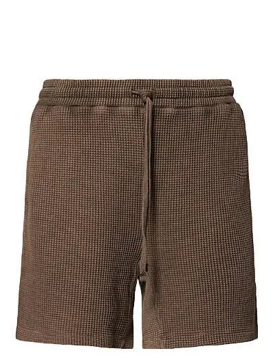 THE COUTURE CLUB Relaxed-fit Waffle-knit Cotton Shorts - Brown